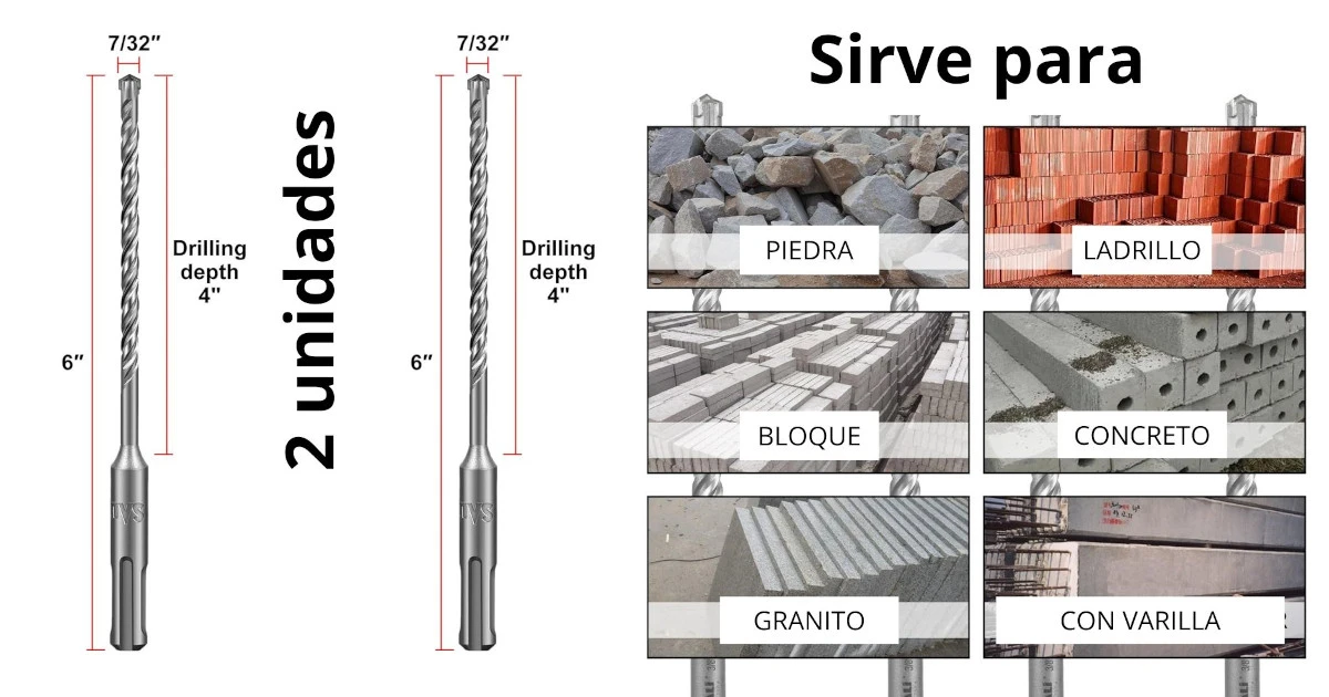 Broca SDS 7/32 x2 ($26.000) - Taller En Casa